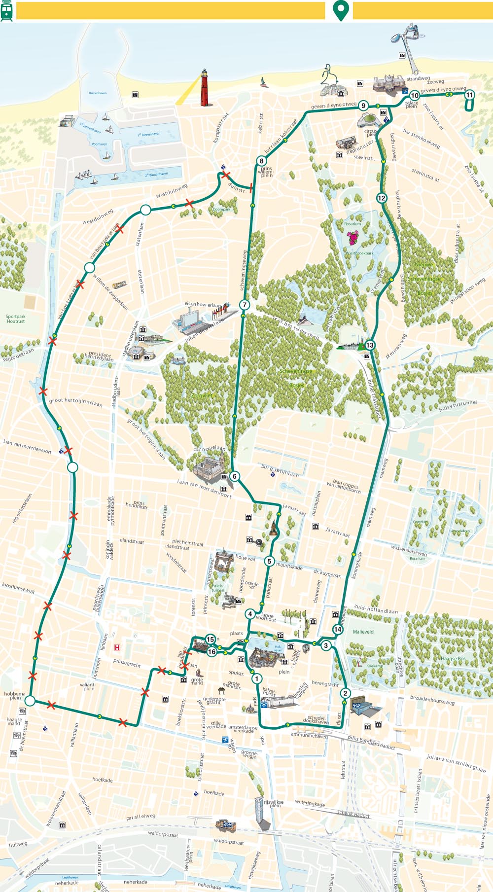 Route und Sehenswürdigkeiten – Tourist Tram The Hague – Touristtram Den ...